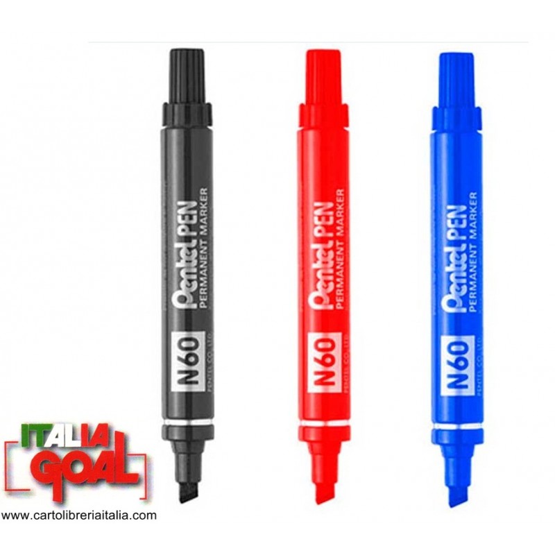 Pennarello Permanente N60 Pentel - Punta a Scalpello - 3,9-5,7 mm (Vari ...